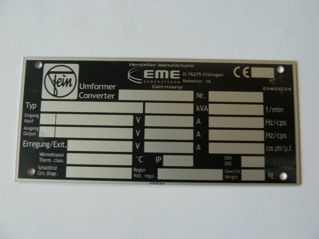 Typenschilder/ Industrieschilder – Stachurski GmbH